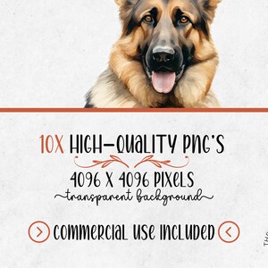 German Shepherd Clipart Bundle, Watercolor German Shepherd PNG Images ...