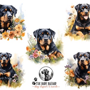Rottweiler Clipart Bundle, Watercolor Jpg Files, Rottweiler Sublimate ...