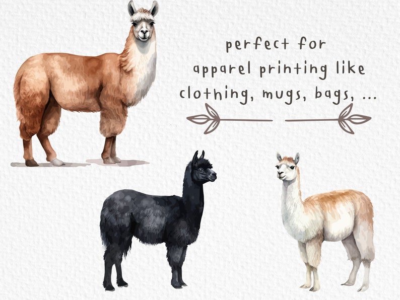 Watercolor Alpaca Clipart Bundle 10 High Quality PNG SVG - Etsy