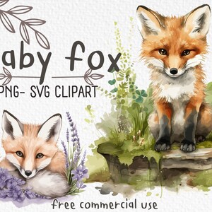Watercolor Cute Baby Fox Clipart 8 High-quality PNG JPG SVG Files Cute ...