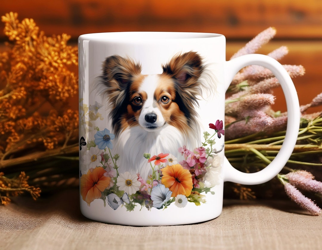 Watercolor Papillon Mug 11oz Ceramic Dog Lover Coffee Mug Dog Dad Gift ...
