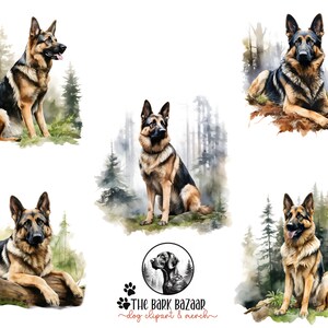 Watercolor German Shepherd Clipart Bundle, German Shepherd Sublimation ...