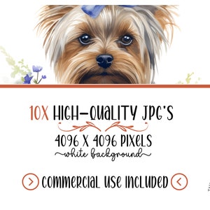 Yorkshire Terrier Clipart Bundle, Watercolor Dog Breed Clipart JPG ...