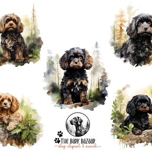 Watercolor Cavapoo Clipart Bundle 10 High-quality JPG Files 300 Dpi ...