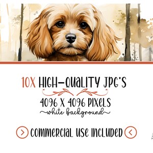Watercolor Cavapoo Clipart Bundle 10 High-quality JPG Files 300 Dpi ...