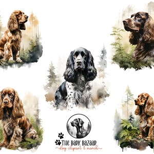 English Cocker Spaniel Clipart Bundle Watercolor Dog Breed - Etsy