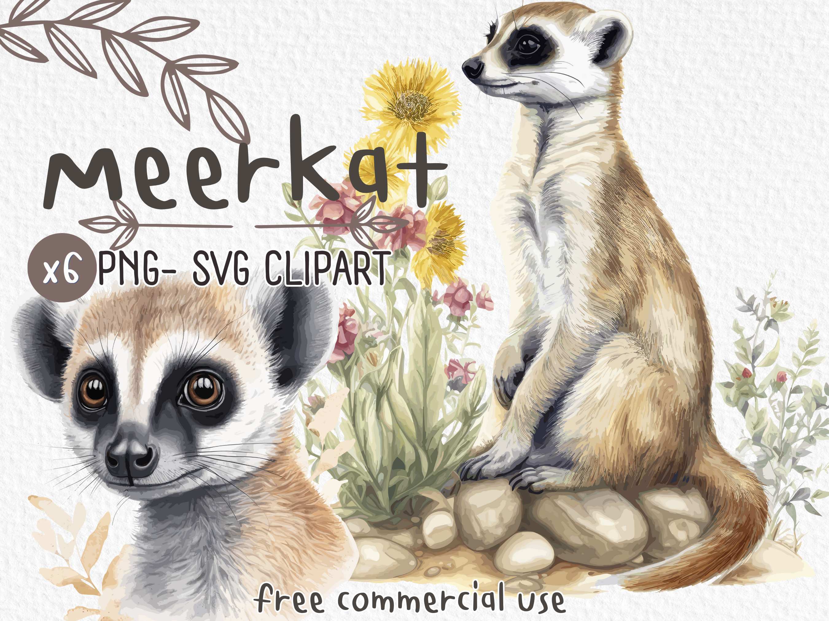 Watercolor Meerkat Clipart Bundle 10 High Quality PNG SVG - Etsy
