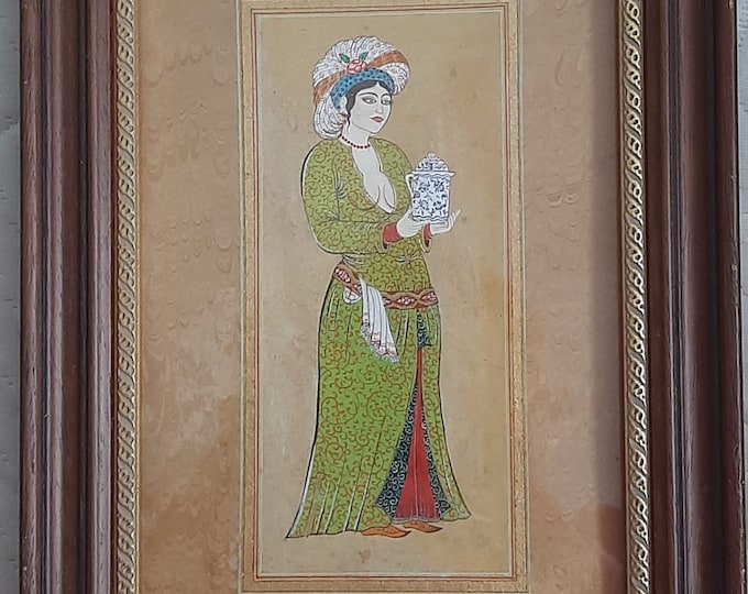 Ottoman Turkish Miniature Art, Ottoman Servant Womanconcubine Miniature ...