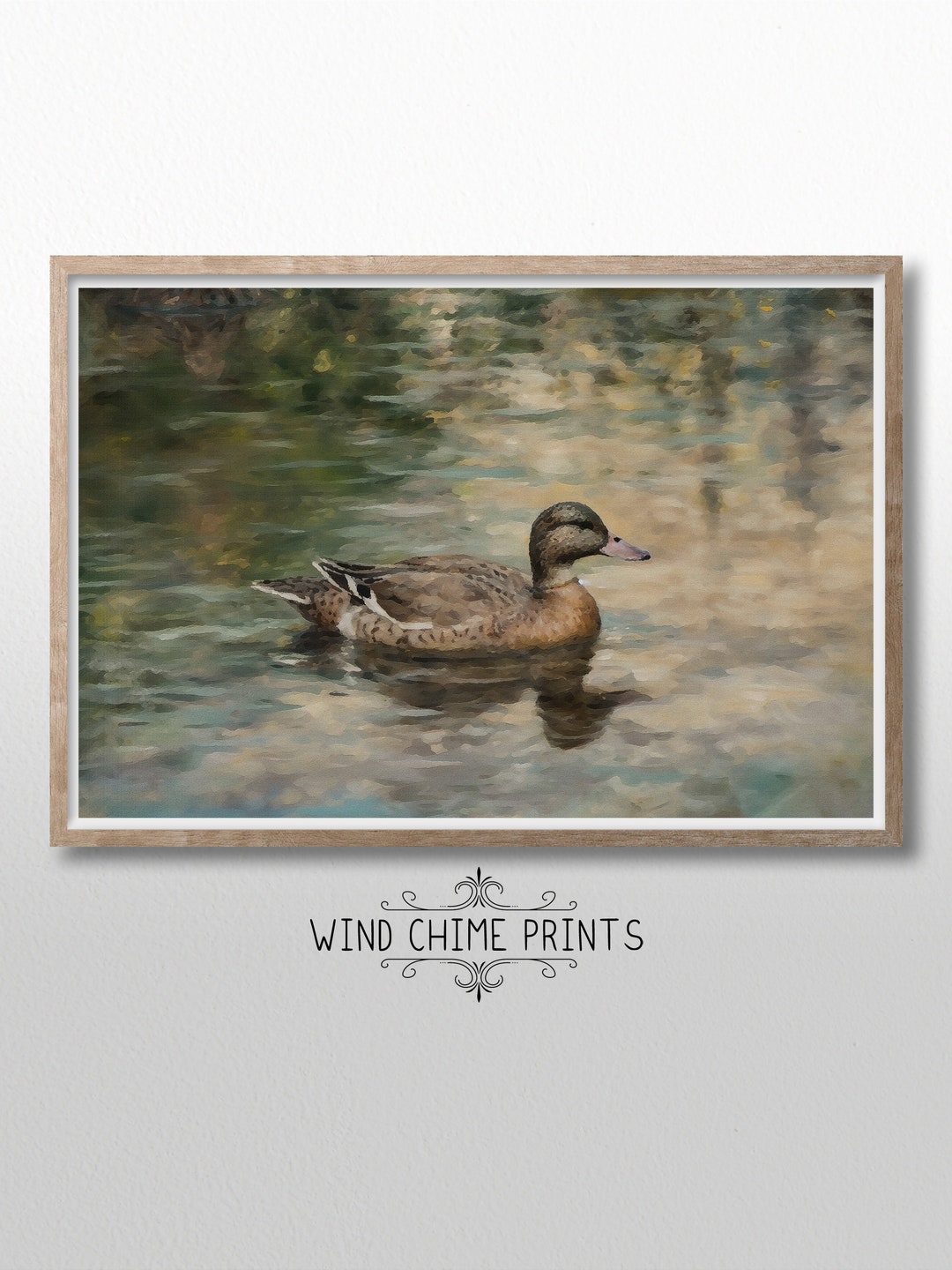 Duck on the Water Painting / Warm Earth Tones / Animal Wall Art ...