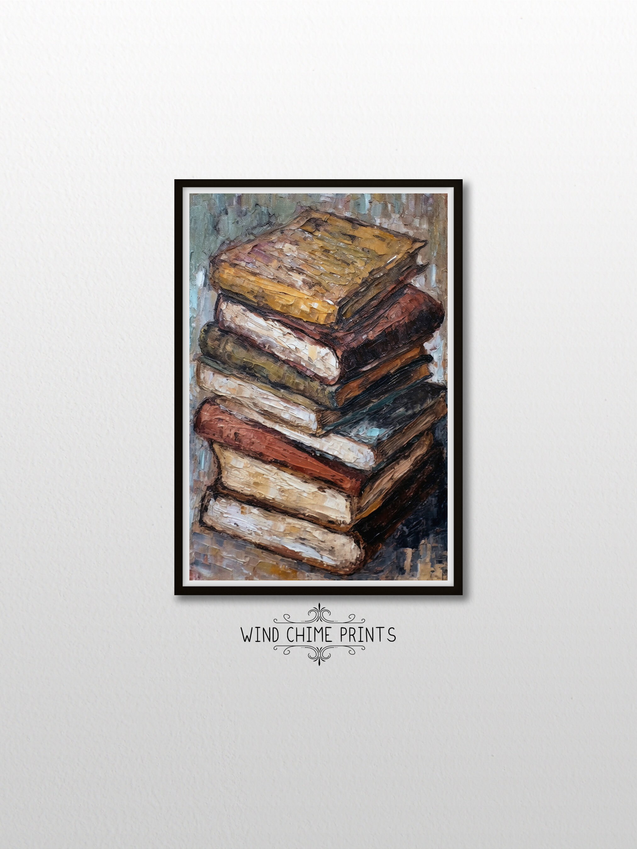 Rustic Stack of Books Still Life Painting / Warm Tones / Vintage Still ...