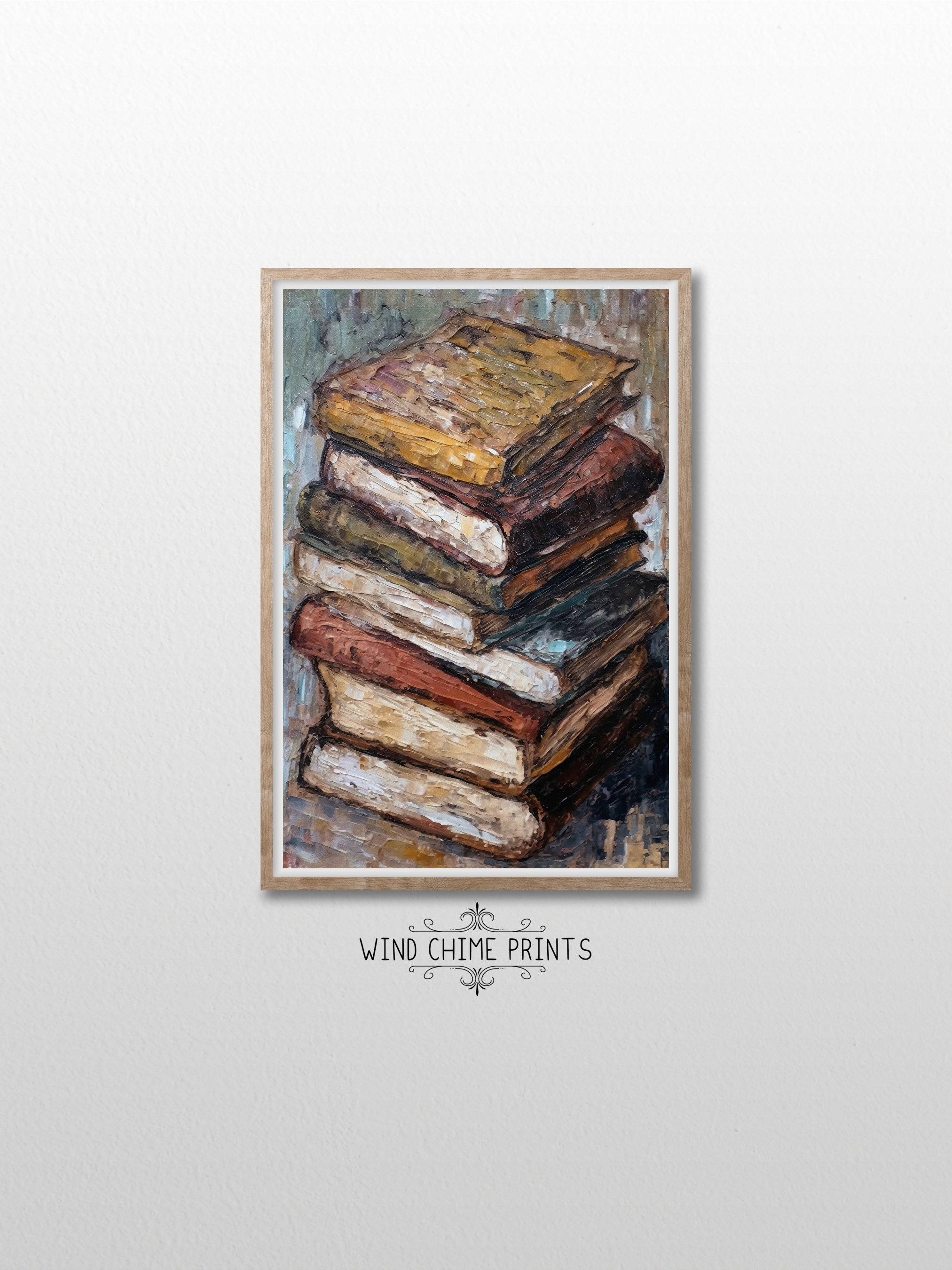 Rustic Stack of Books Still Life Painting / Warm Tones / Vintage Still ...
