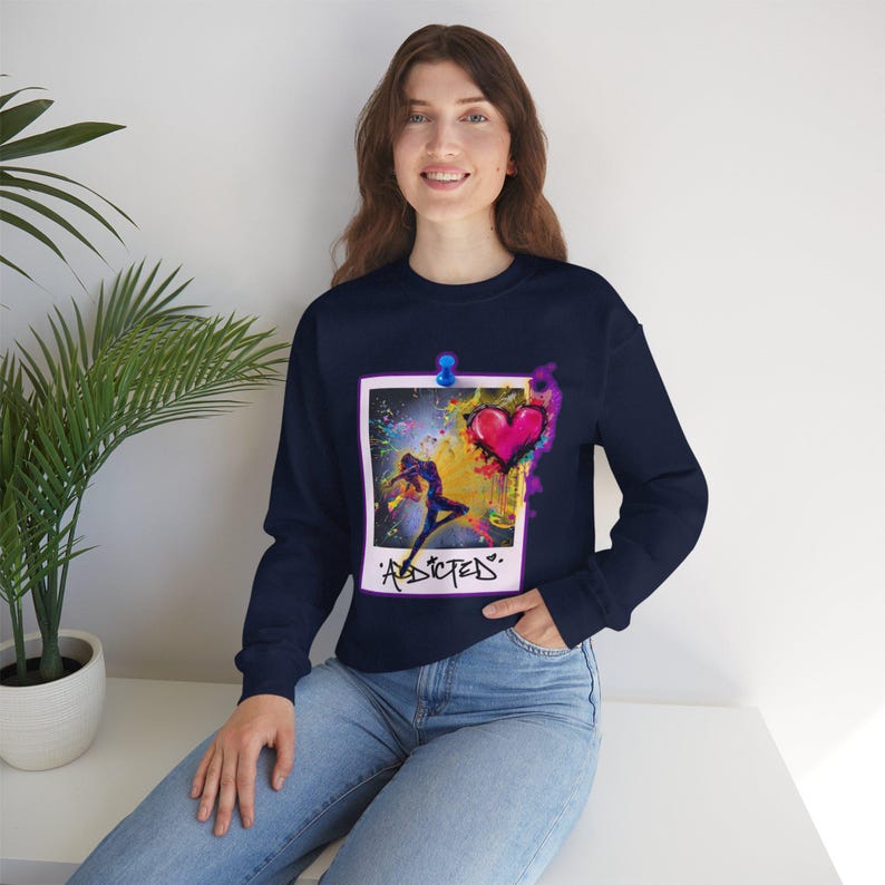 Valentines Day LOVE Addicted to Love Polaroid Heart Bursting Sweatshirt ...