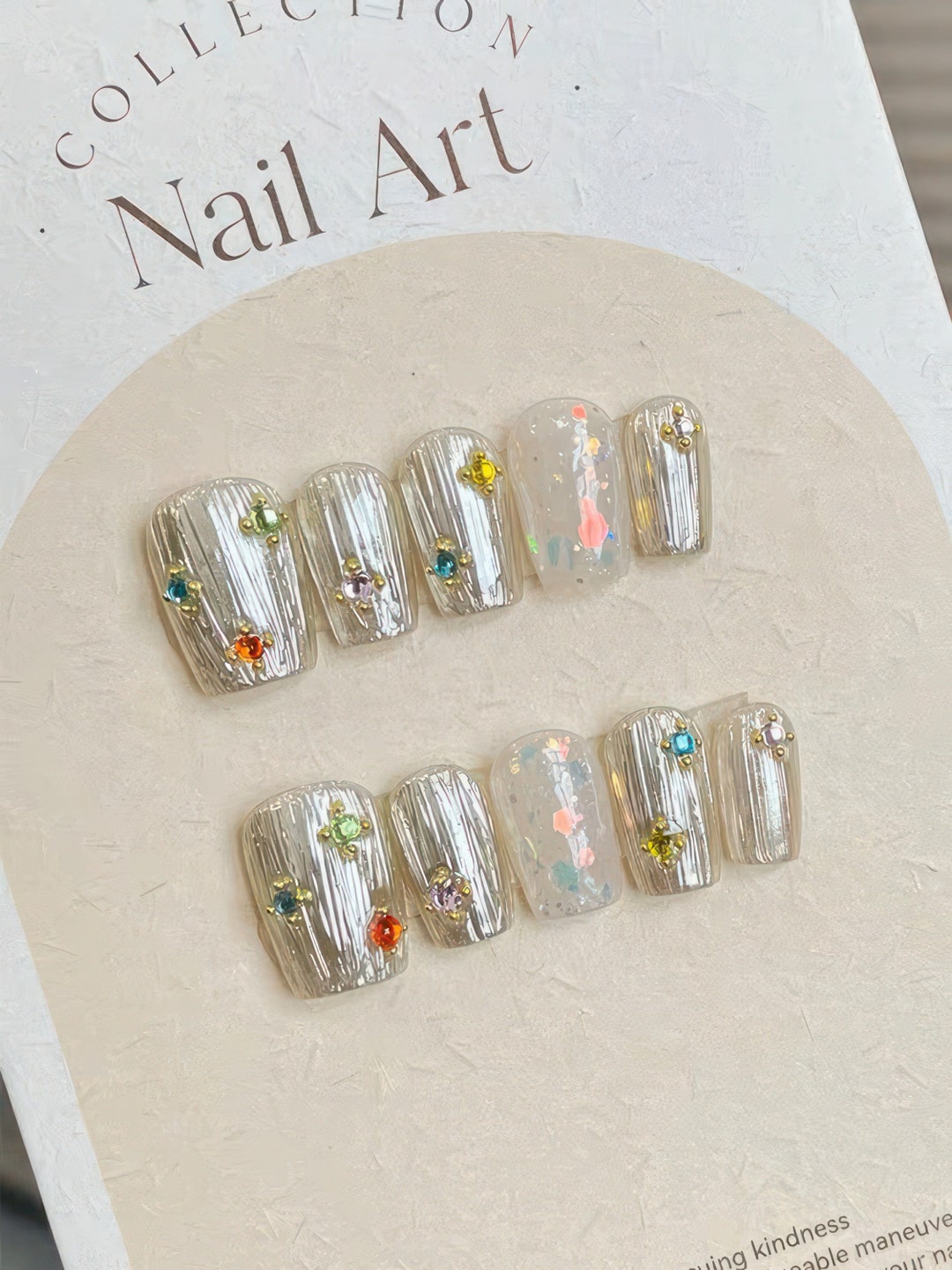 Brushed Gold Press on Nail Handmade Gift Party Nails - Etsy