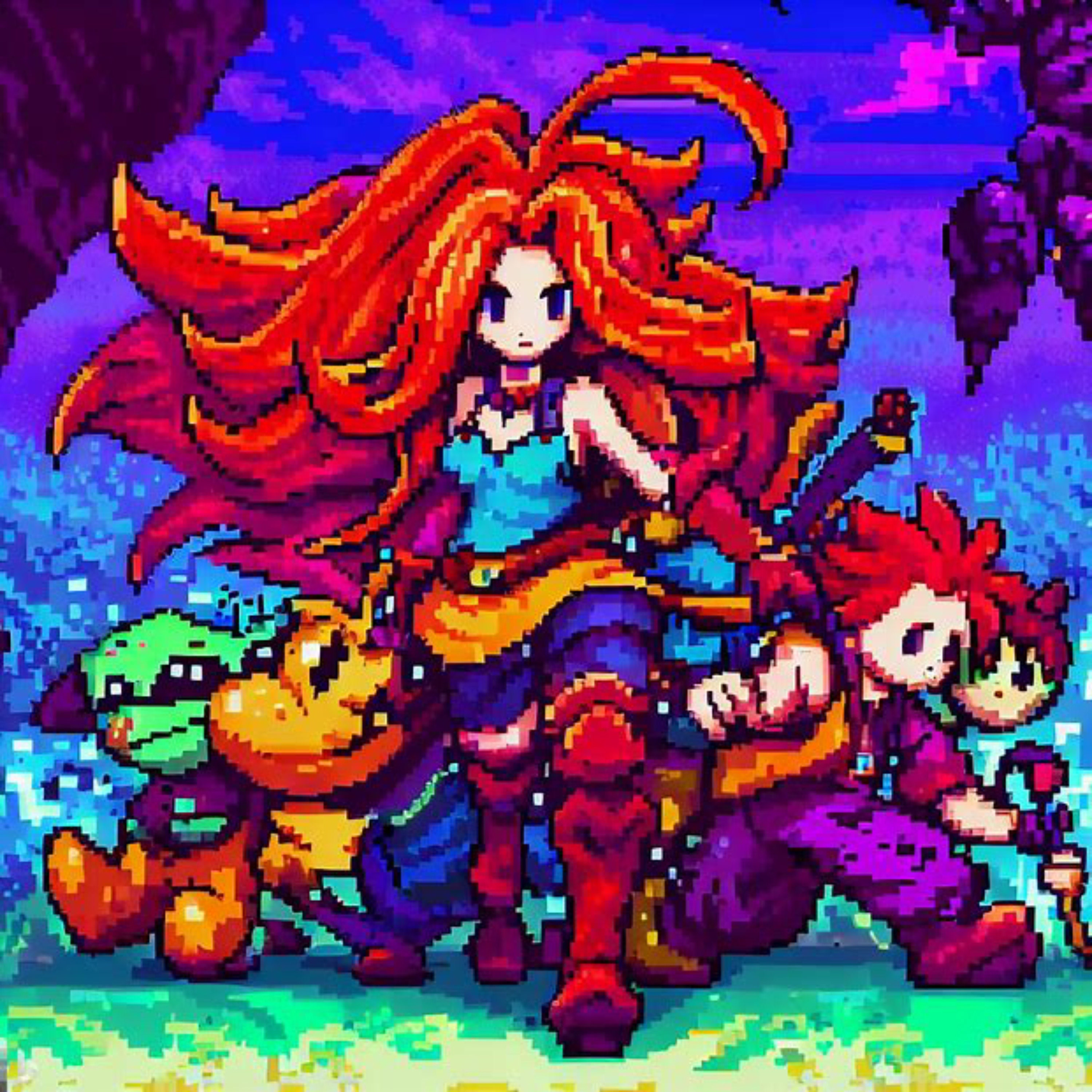 Cute Pixel Sprites 8 Bit Digital Poster Wallartpixelstore Custom Ai