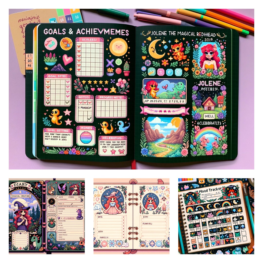 Jolene's Enchanted Pixel Art Diary & Journal Templates Pack of 20 ...