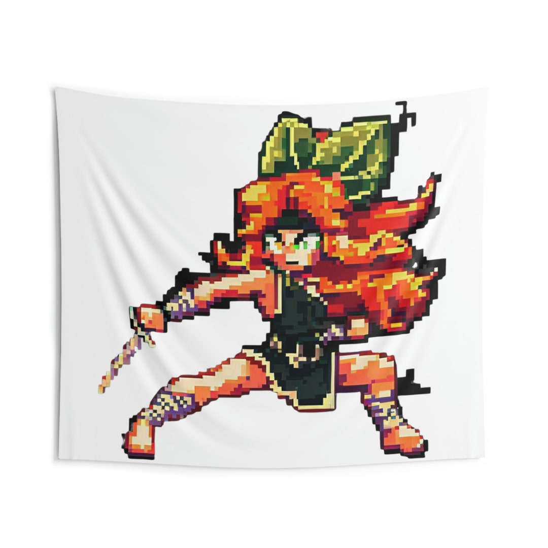 Jolene the Redhead Ninja Girl: Pixel Art Wall Tapestry for - Etsy