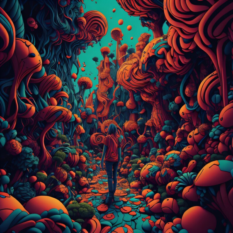 Psychedelic Trippy Wall Collage Kit Aesthetic Teen Home Room Decor ...