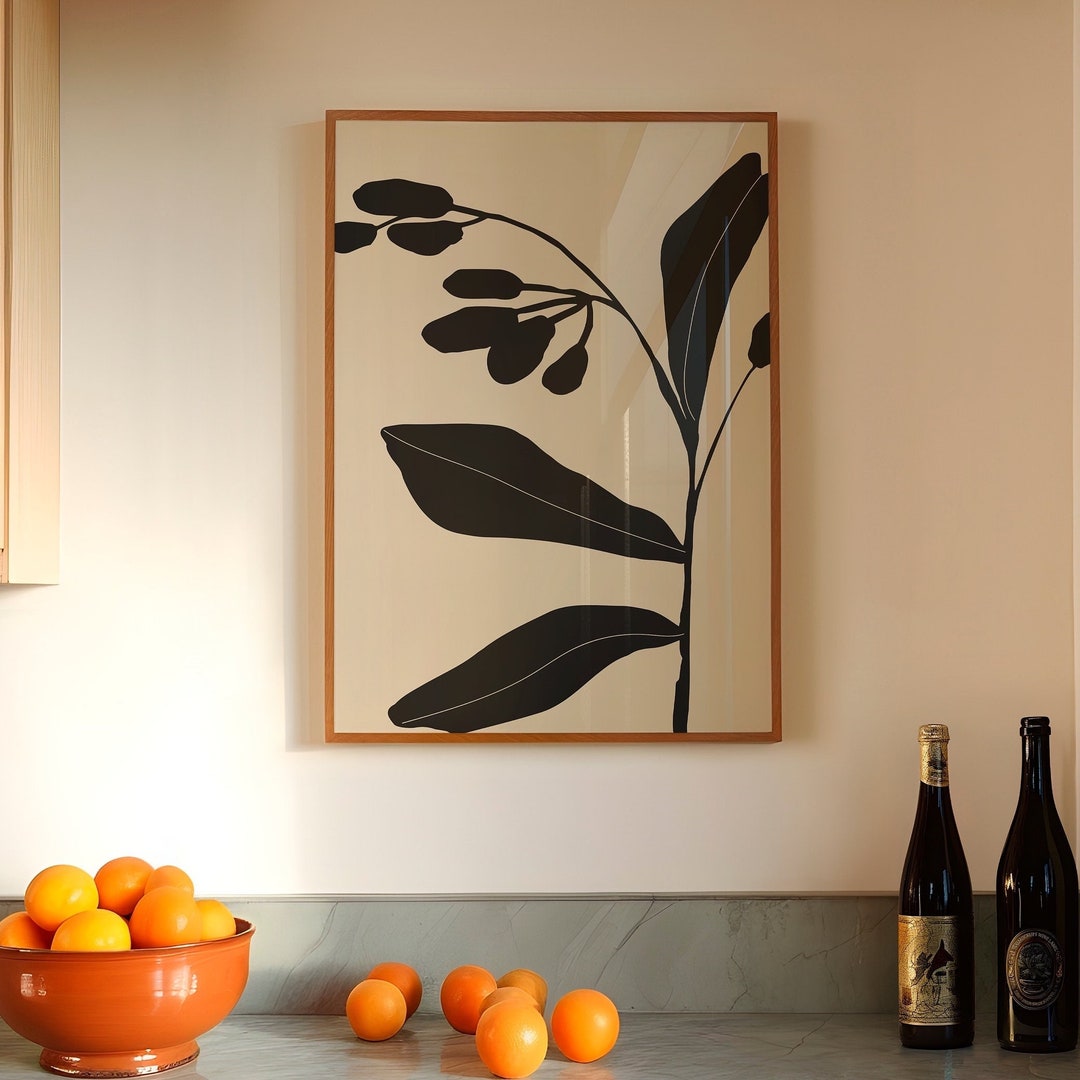 Moody Botanical Art, Organic Shapes, Large Abstract Print, Digital ...