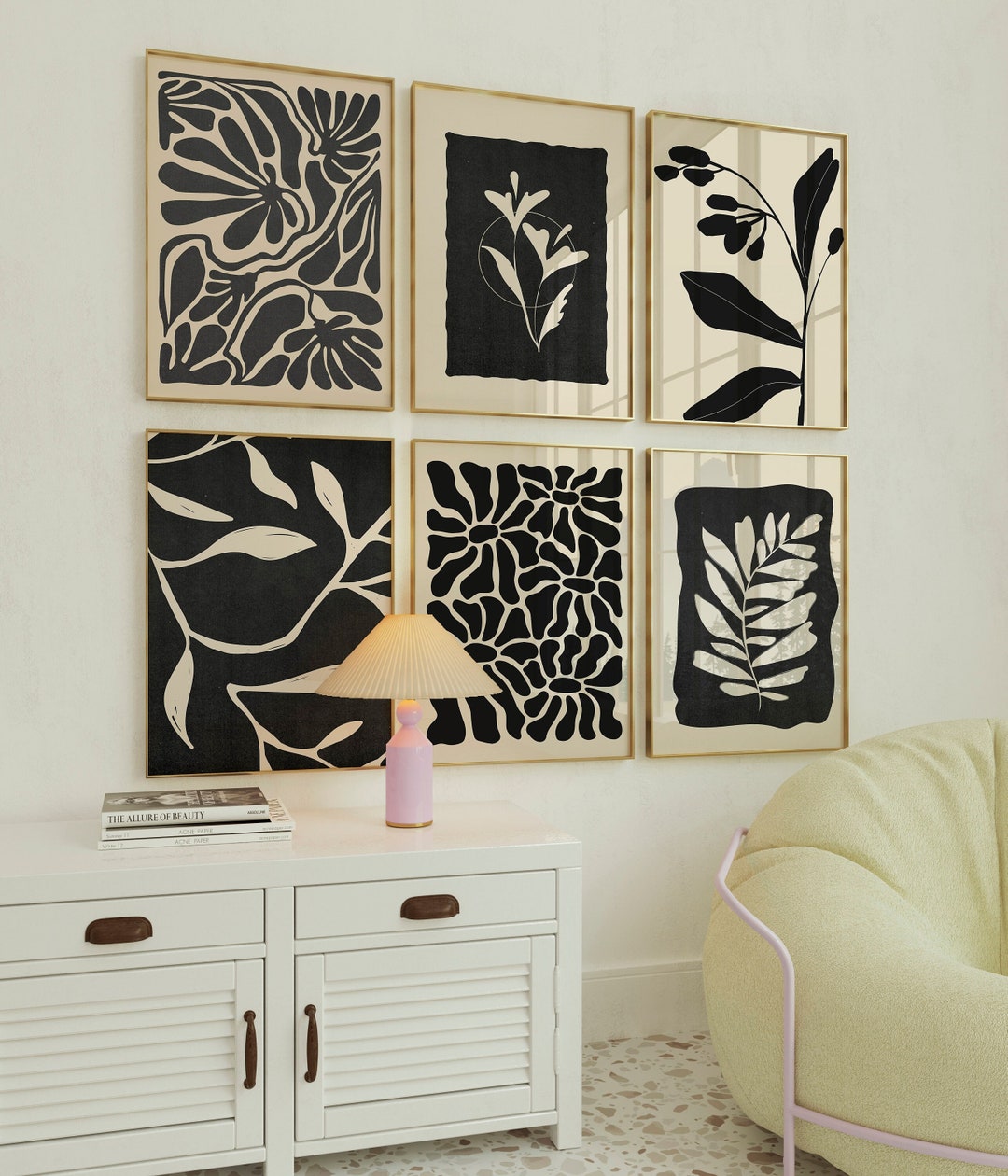 Moody Botanical 6 BUNDLE Wall Art, Organic Shapes, Large Abstract Print ...