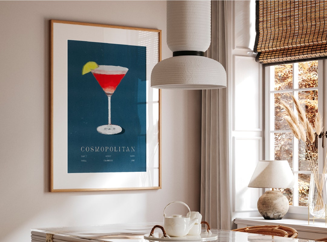 Colorful Cosmopolitan Art Print: Vibrant Illustration to Enhance Room ...