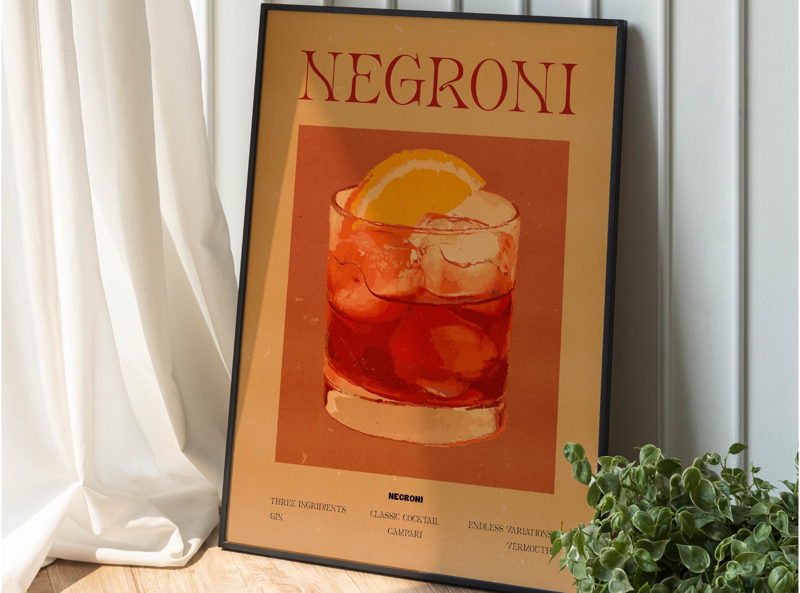 Retro Negroni Guide Print for Bar Cart Decor Vintage Poster - Etsy