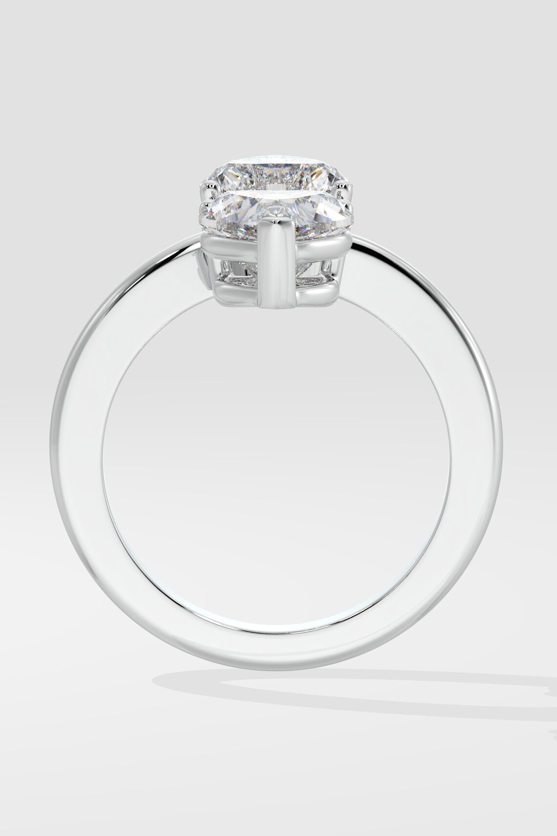 1.67 Carat Heart Cut Engagement Ring, Lab Created Two Stone Open Gap ...