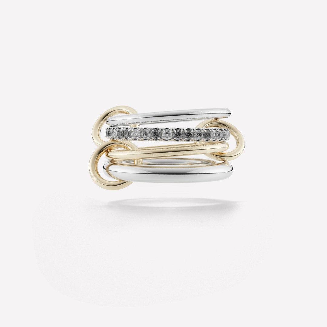 Multi Connector Band Ring, Enter Locking Band Ring, Two Tone Eternity ...