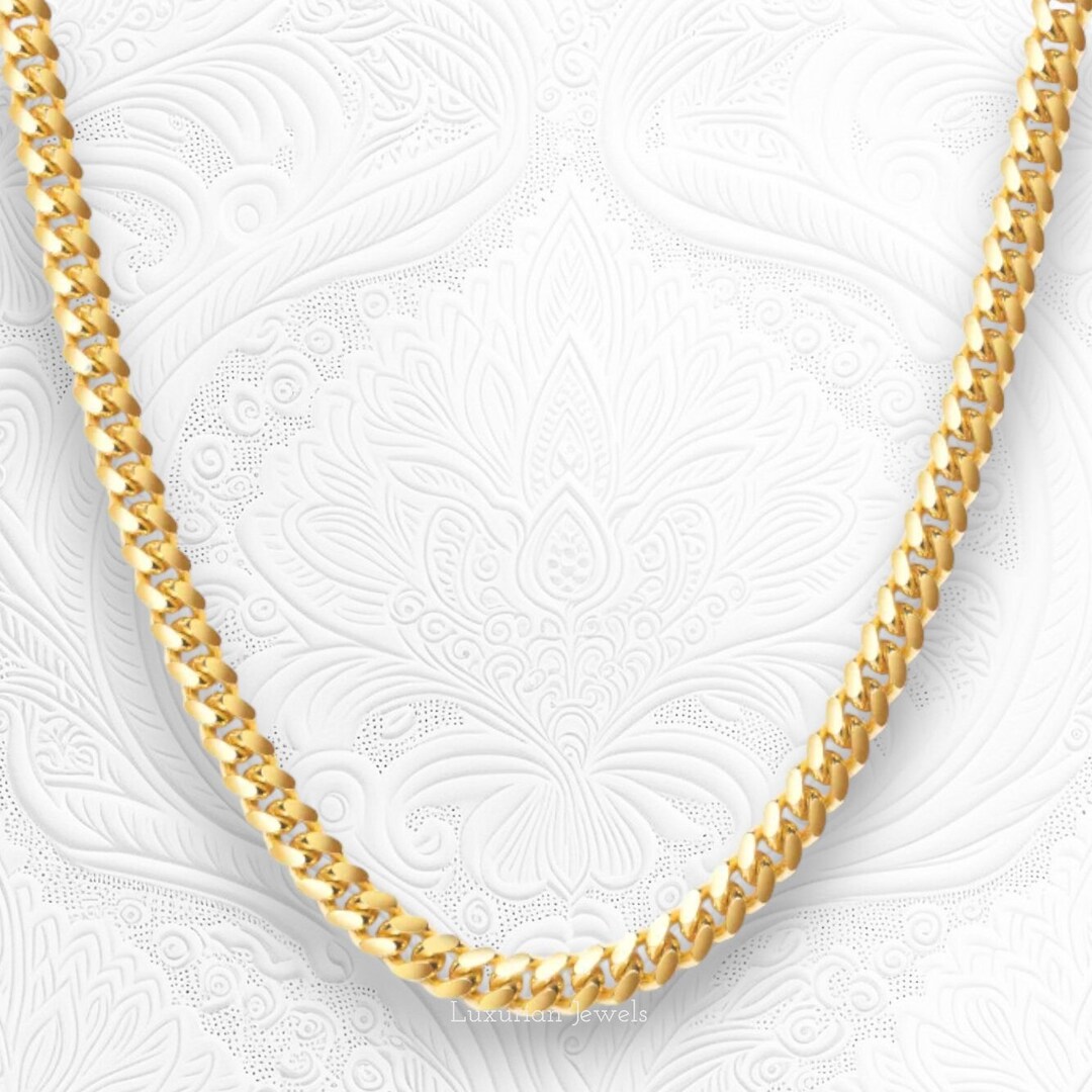 18K Solid Gold Miami Cuban Link Chain Stunning Custom Gold - Etsy