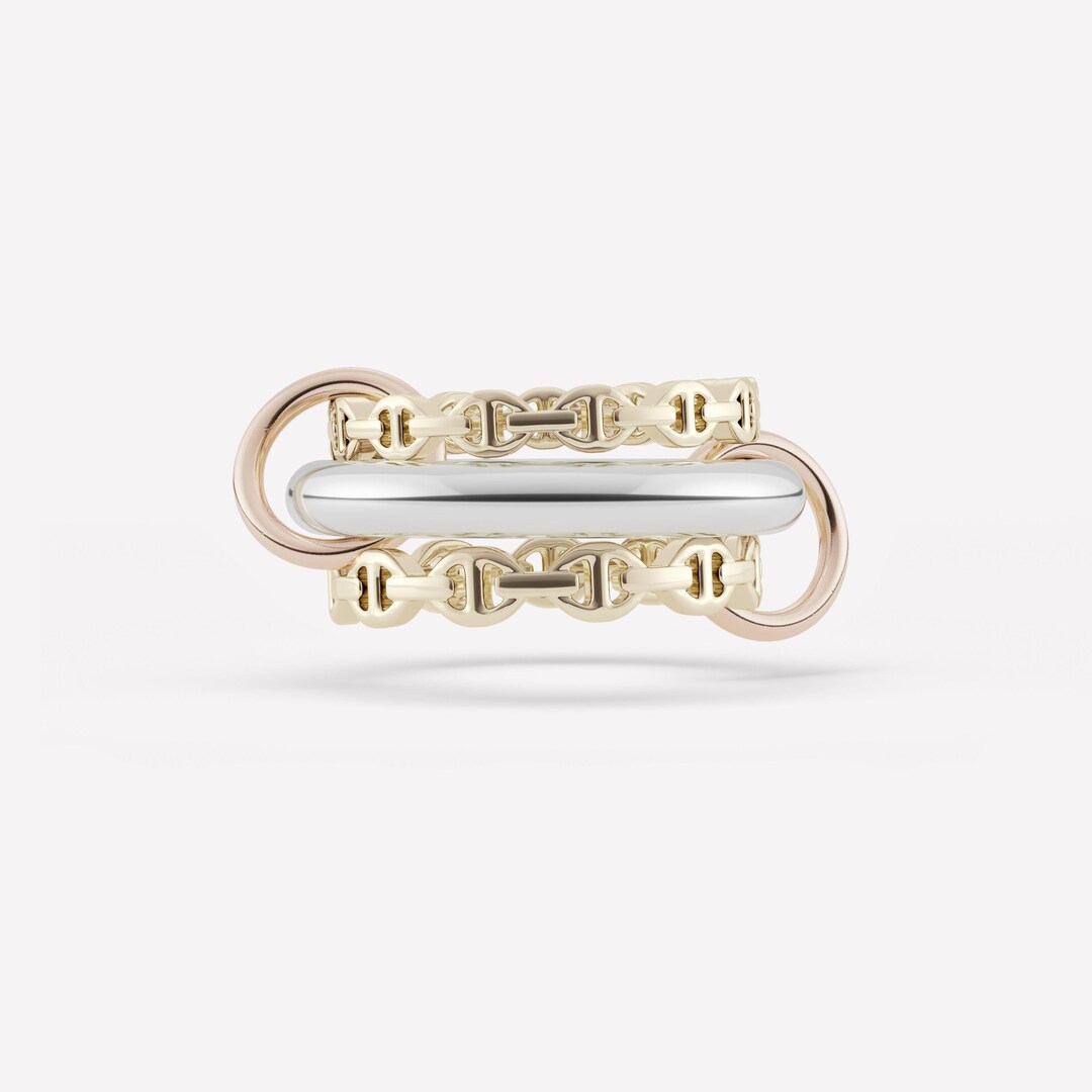 14K Gold Mariner Chain Ring, Gold Chain Link Ring, Gold Statement Ring ...