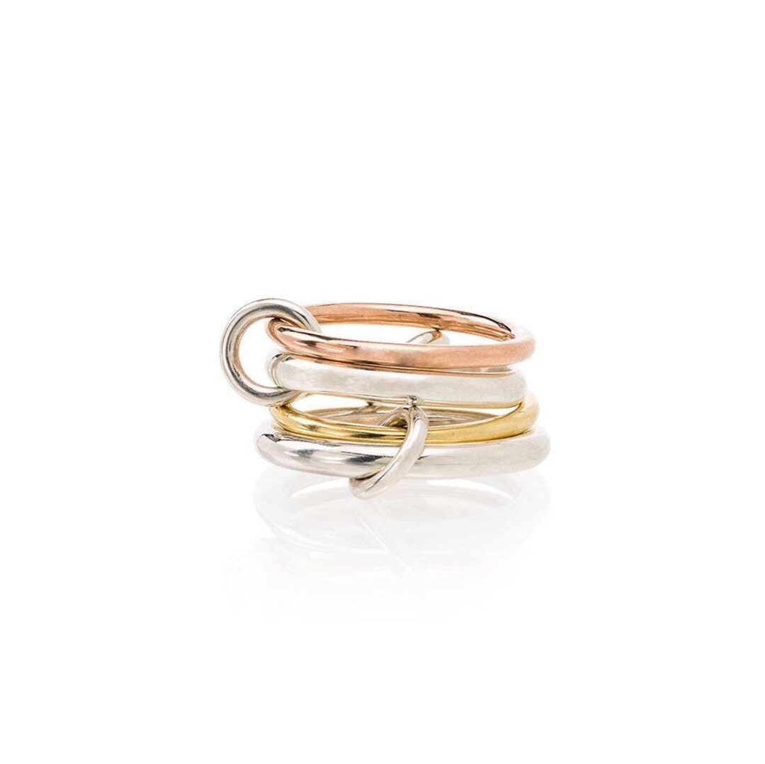 Connected Ring Set, Three Tone Link Ring, Interlocking Gold Ring ...