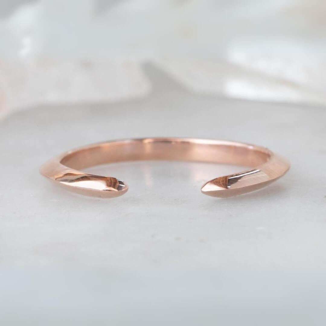 Open Cuff Knife Edge Wedding Band, Delicate Open Claw Gold Band ...