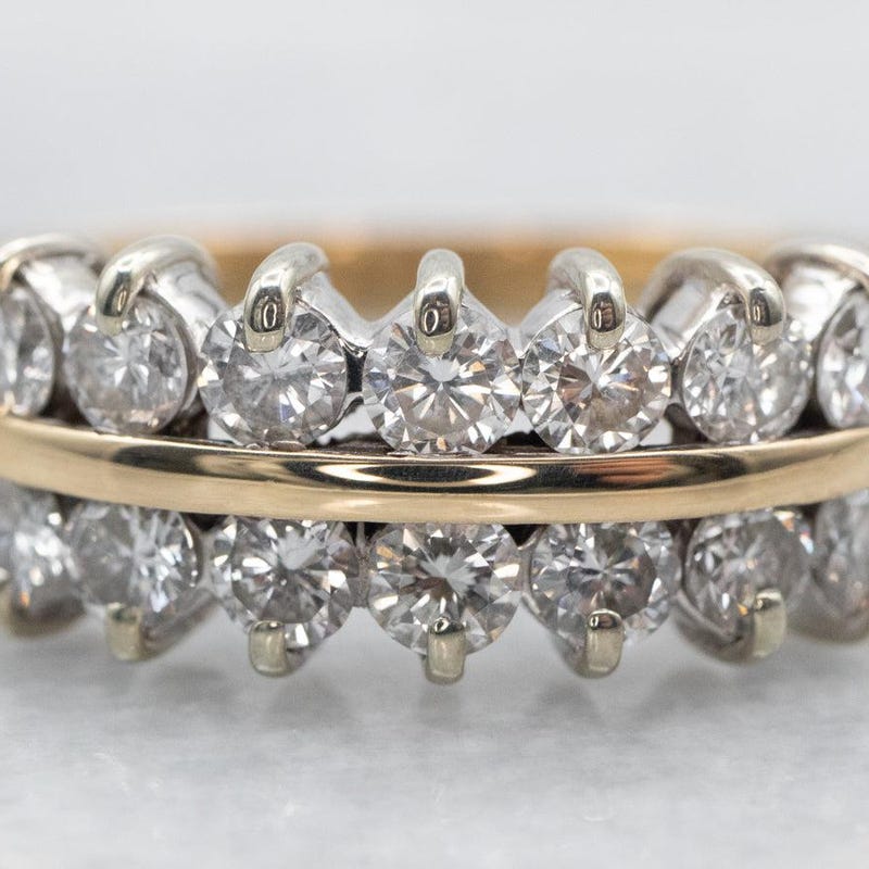 Two Row Diamond Ring - Etsy