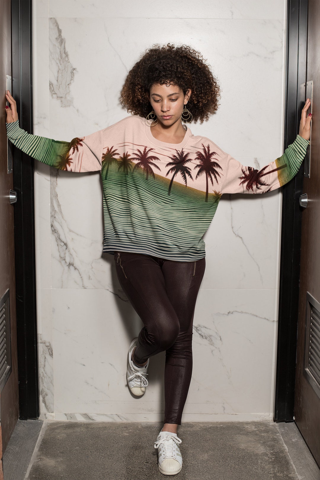 Palm Tree Sweater Feeling Beach Look Holiday Sweater Women's All Over ...