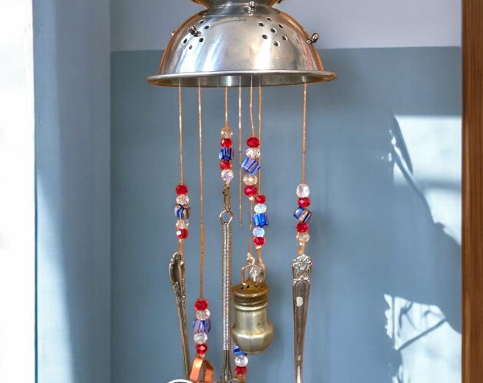 Kitchen Themed Mini Colander Wind Chime and Plant Holder Garden Art ...