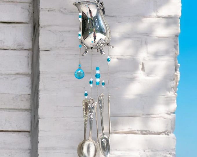 Vintage Creamer Wind Chime With Silverplate Silverware and Suncatcher ...