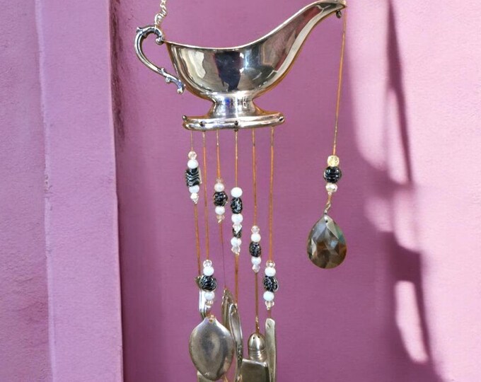 Beautiful Silver Plate Wind Chime Gravy Boat Wind Chime Suncatcher ...