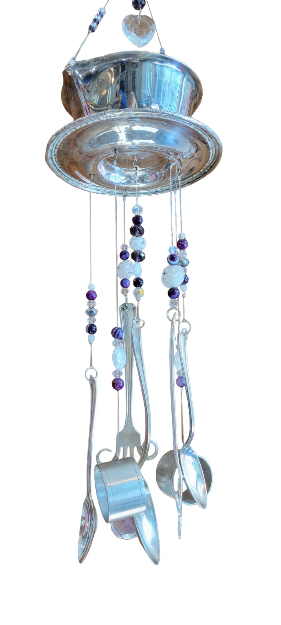 Beautiful Wm Rogers Silver Plate Gravy Boat Wind Chime Suncatcher Prism ...