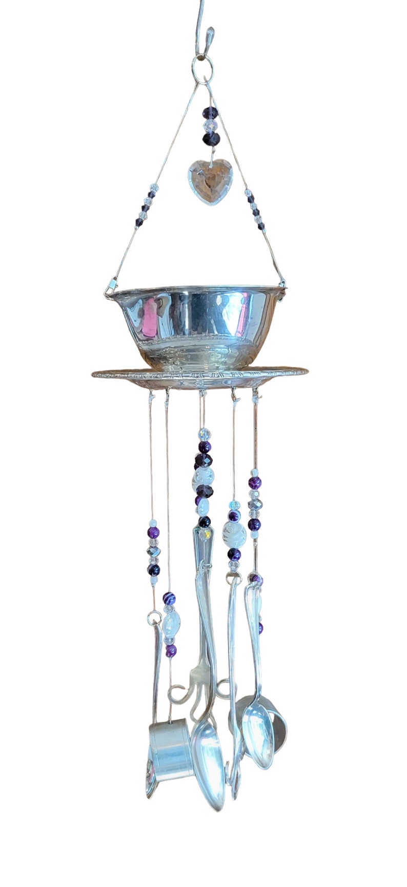 Beautiful Wm Rogers Silver Plate Gravy Boat Wind Chime Suncatcher Prism ...