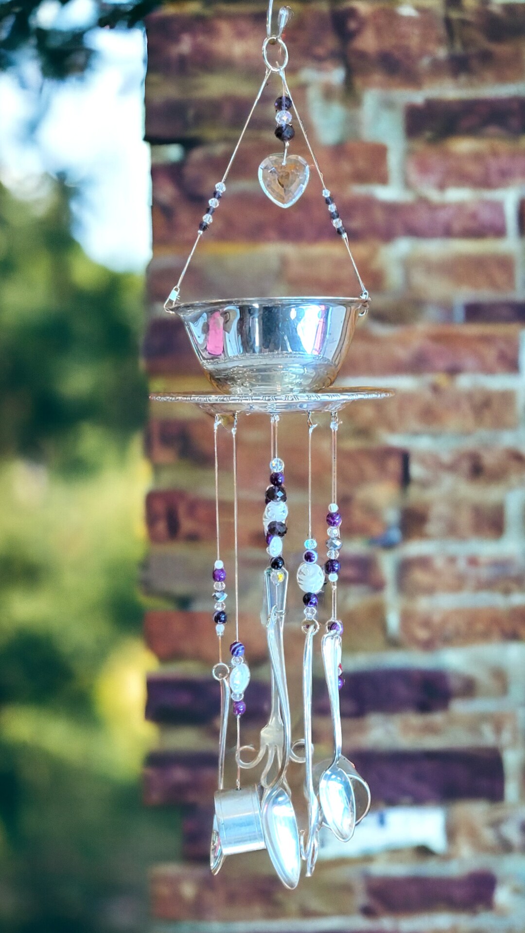Beautiful Wm Rogers Silver Plate Gravy Boat Wind Chime Suncatcher Prism ...