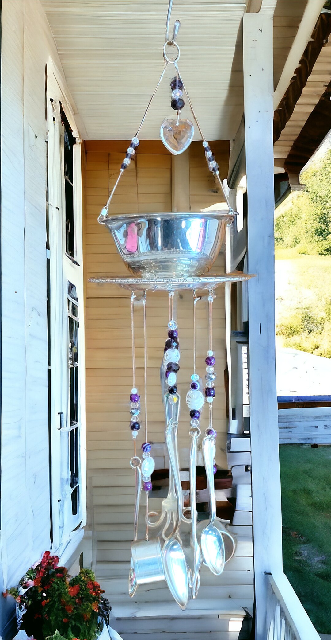 Stunning Wm Rogers Silver Plate Gravy Boat Wind Chime Suncatcher Prism ...