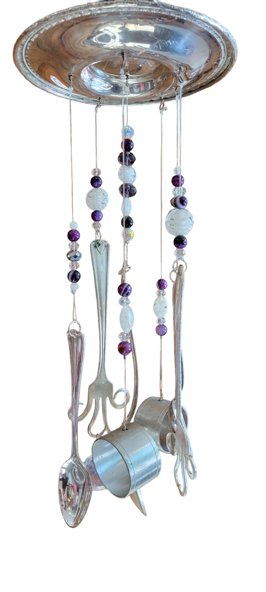 Beautiful Wm Rogers Silver Plate Gravy Boat Wind Chime Suncatcher Prism ...