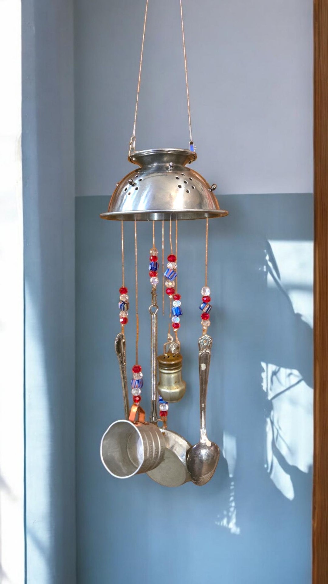 Kitchen Themed Mini Colander Wind Chime and Plant Holder Garden Art ...