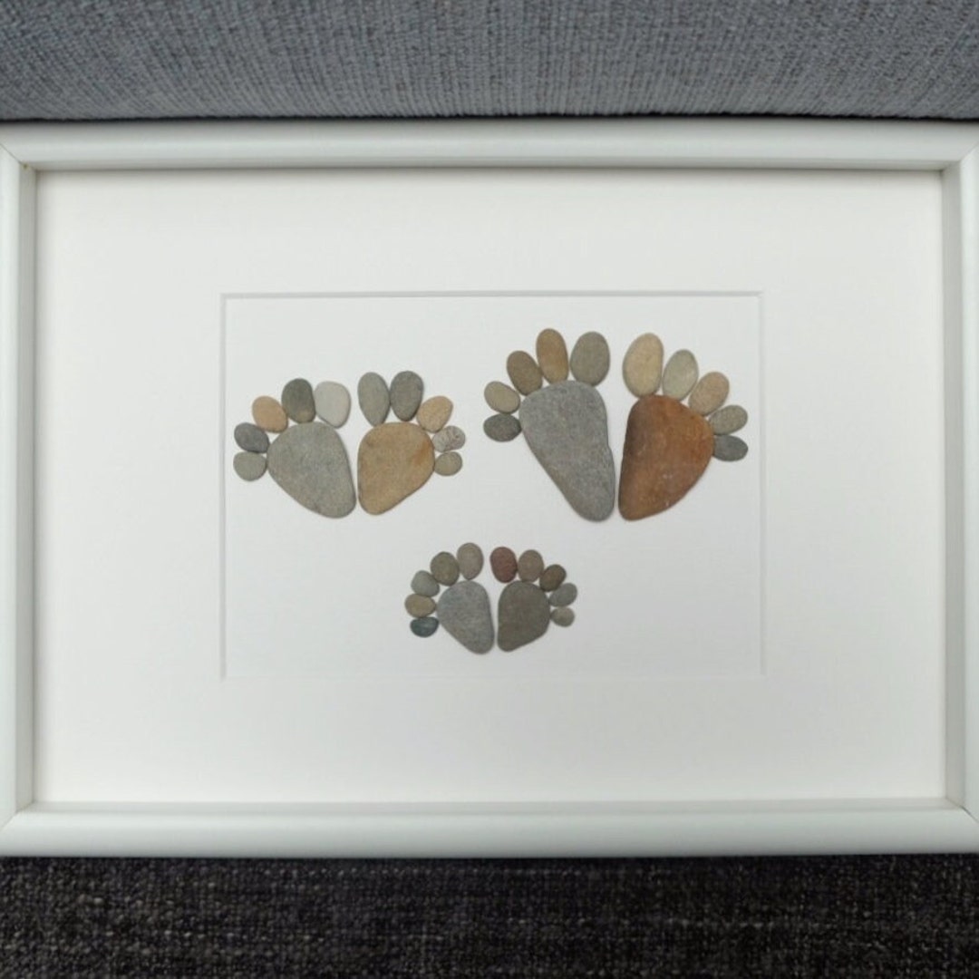 Pebble Art footprints / Family / Pebble Art / Framed Picture / Gift ...