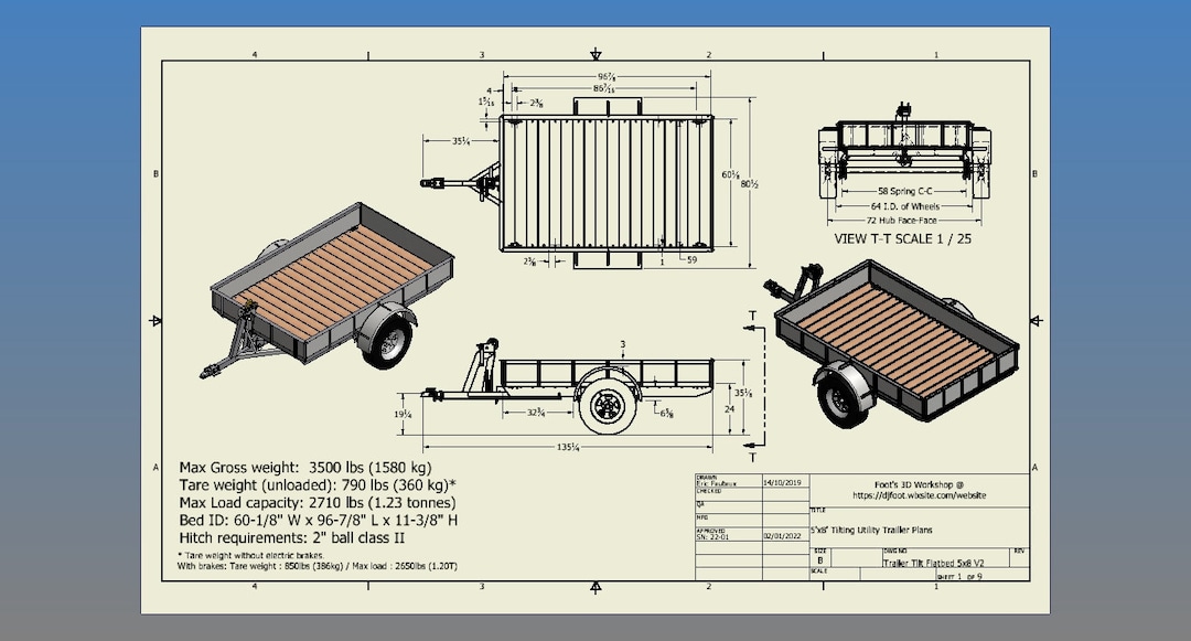 Utility 5x8 Tilt Open Box Trailer Fabrication Instructions Plans 1.22 ...