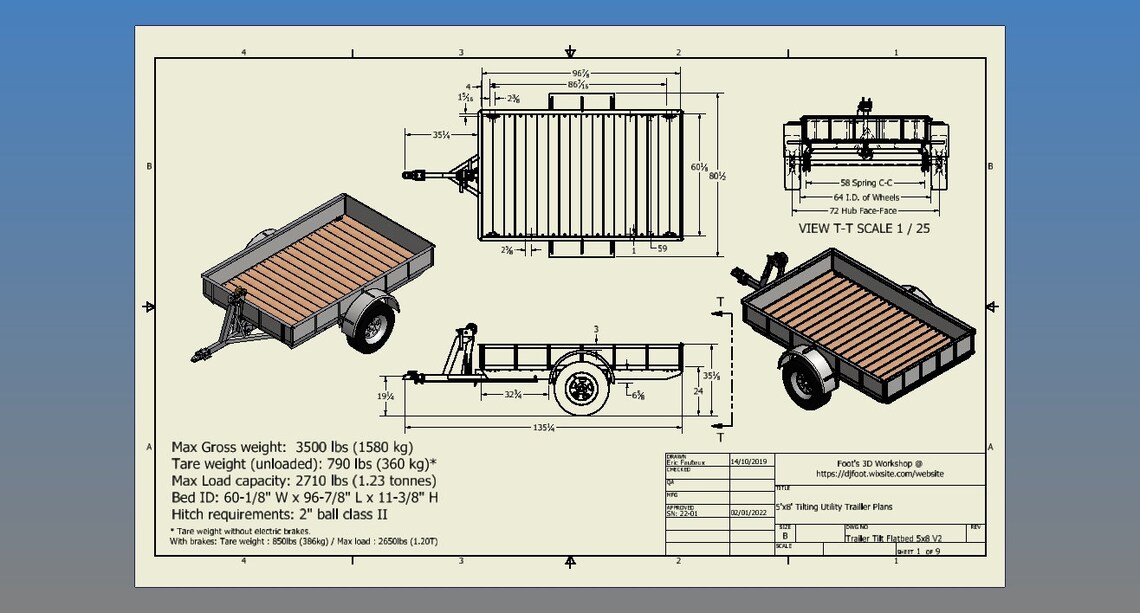 Utility 5x8 Tilt Open Box Trailer Fabrication Instructions Plans 1.22 ...