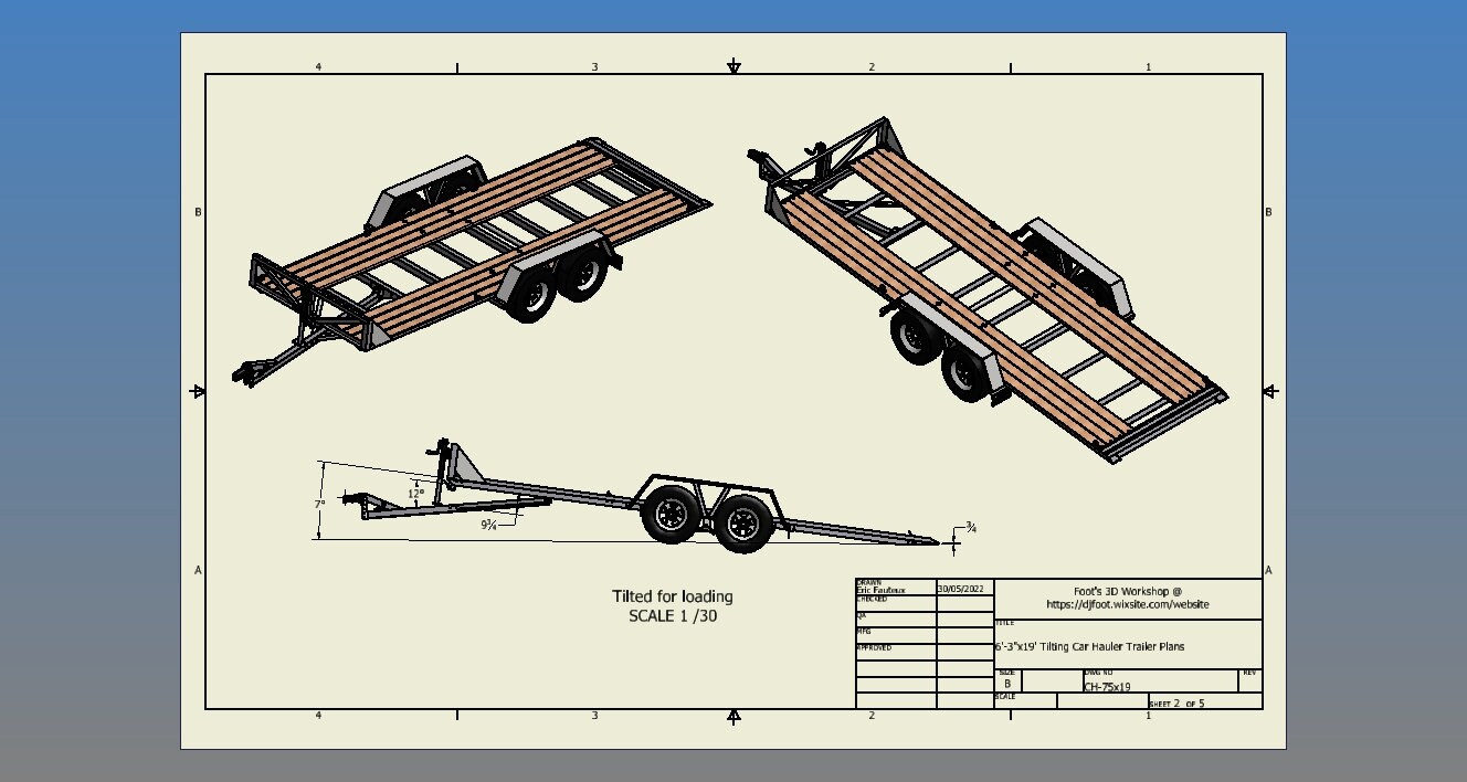 Car Hauler 6'-3"x19' Bed Trailer Fabrication Printable Plans 5475lb 2 ...