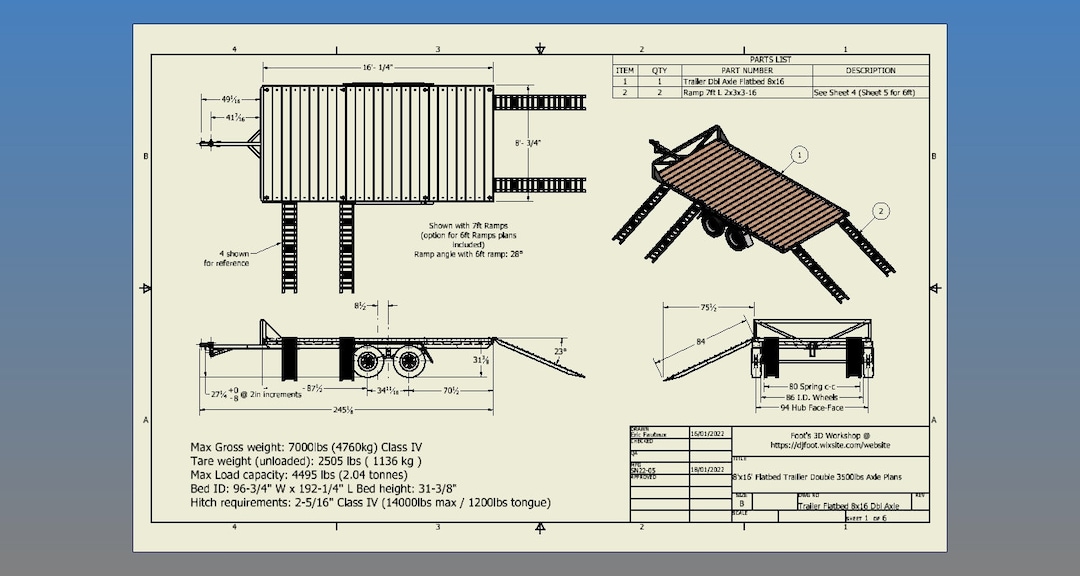 Utility 8x16 Flatbed Trailer Fabrication Instructions Plans 4495lbs 2 ...
