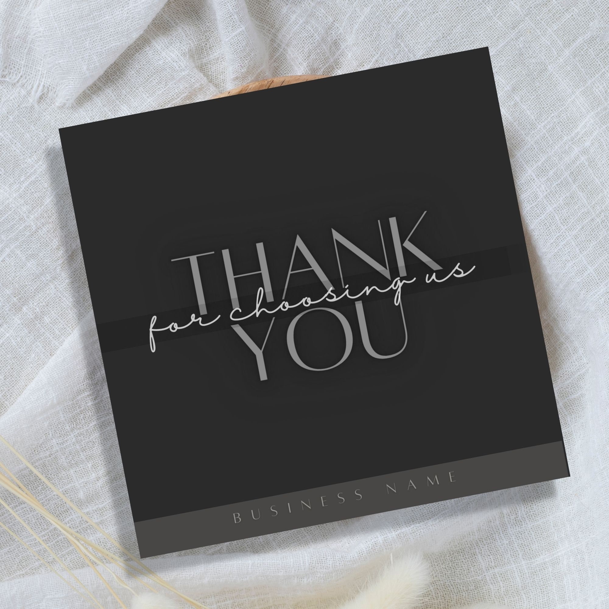 Square THANK YOU Card TEMPLATE | Diy Small Business Canva Card ...