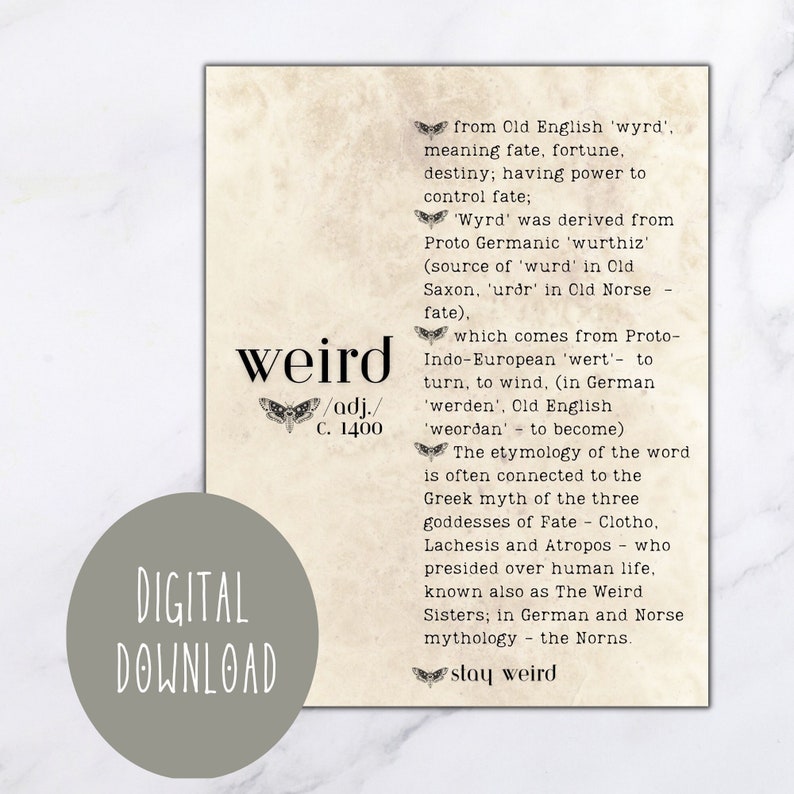 Dictionary Art Print Etymology Word Print Etymology of Weird - Etsy
