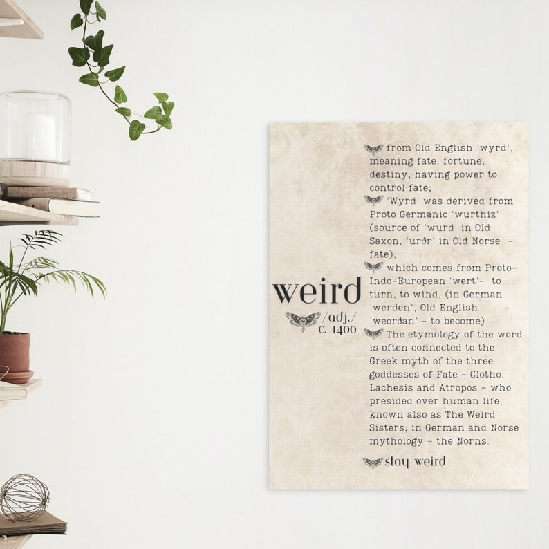 Dictionary Art Print Etymology Word Print Etymology of Weird - Etsy